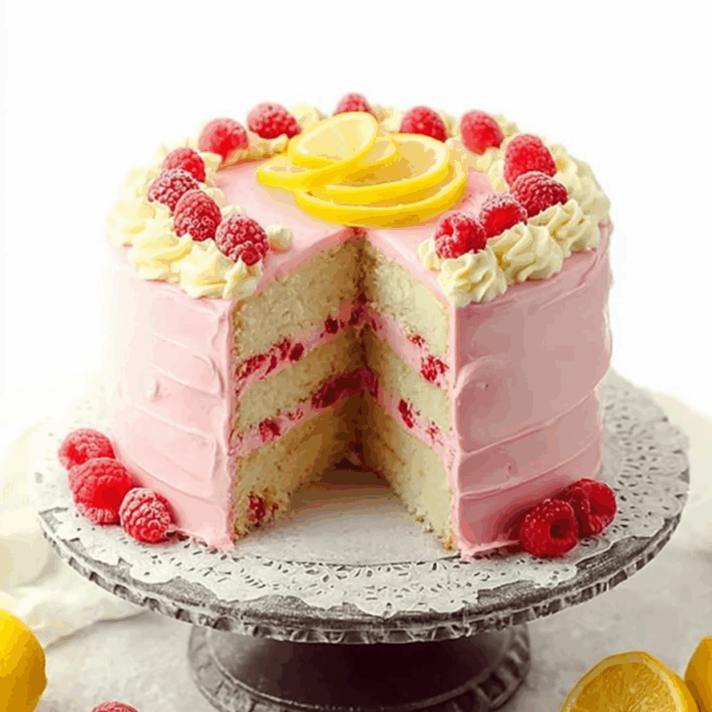Lemon Raspberry Layer Cake - Easy Summer Cake Recipe - recipe maestro