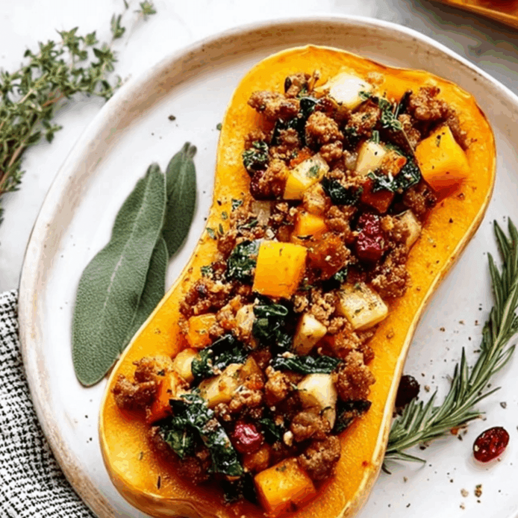 Apple Sausage Stuffed Butternut Squash: Best Fall Recipe - recipe maestro