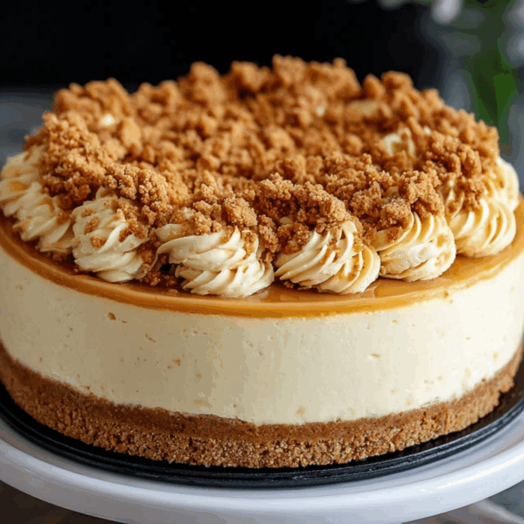 Butterscotch Cheesecake with a Buttery Crumble - recipe maestro