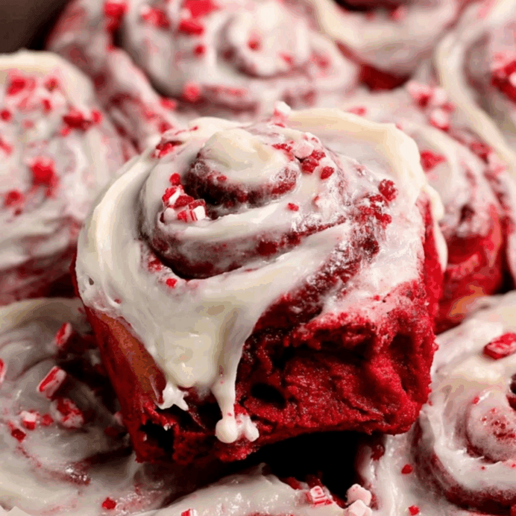 Red Velvet Cinnamon Rolls with Cream Cheese Frosting - recipe maestro