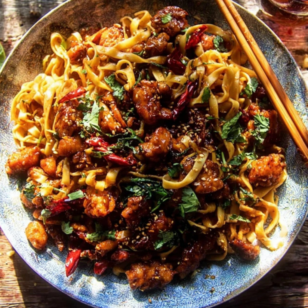 Crispy Garlic Chicken Noodles – Easy Dinner - recipe maestro