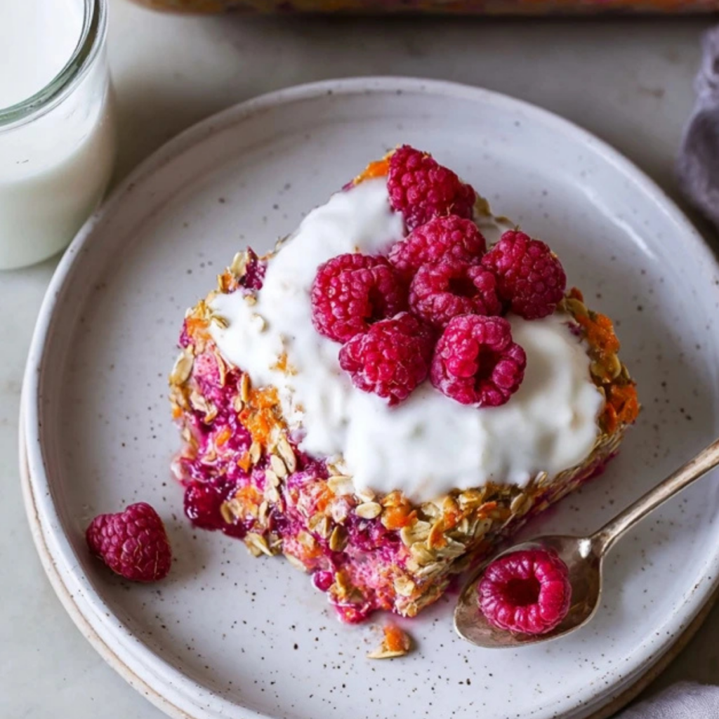 Carrot and Raspberry Baked Oats – Best Healthy Breakfast - recipe maestro