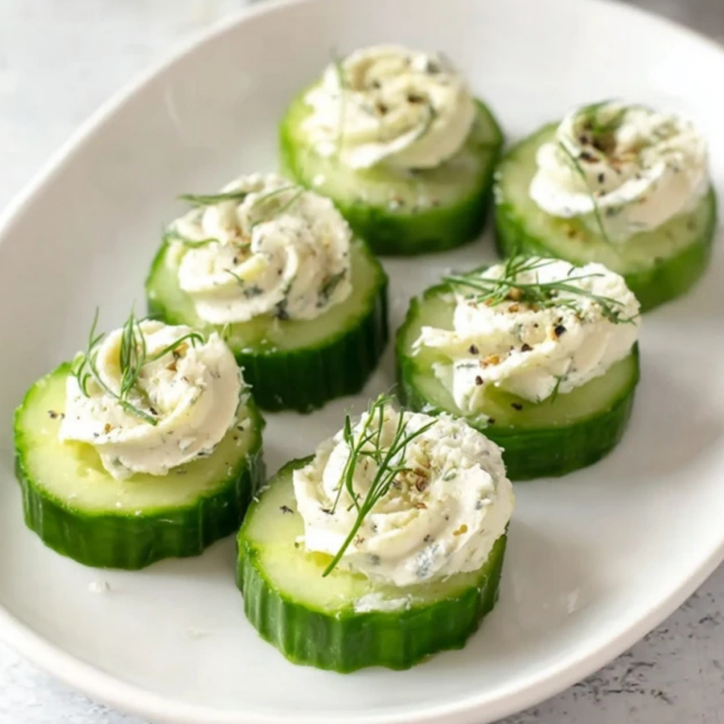 Cucumber Slices With Herb and Garlic Cheese – Easy Recipe - recipe maestro