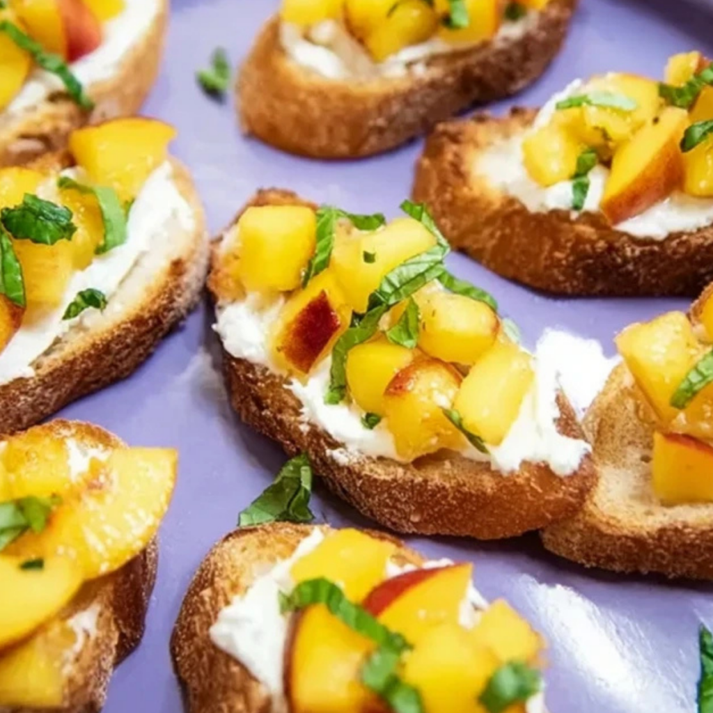 Peach Bruschetta – Best Summer Appetizer Recipe - recipe maestro