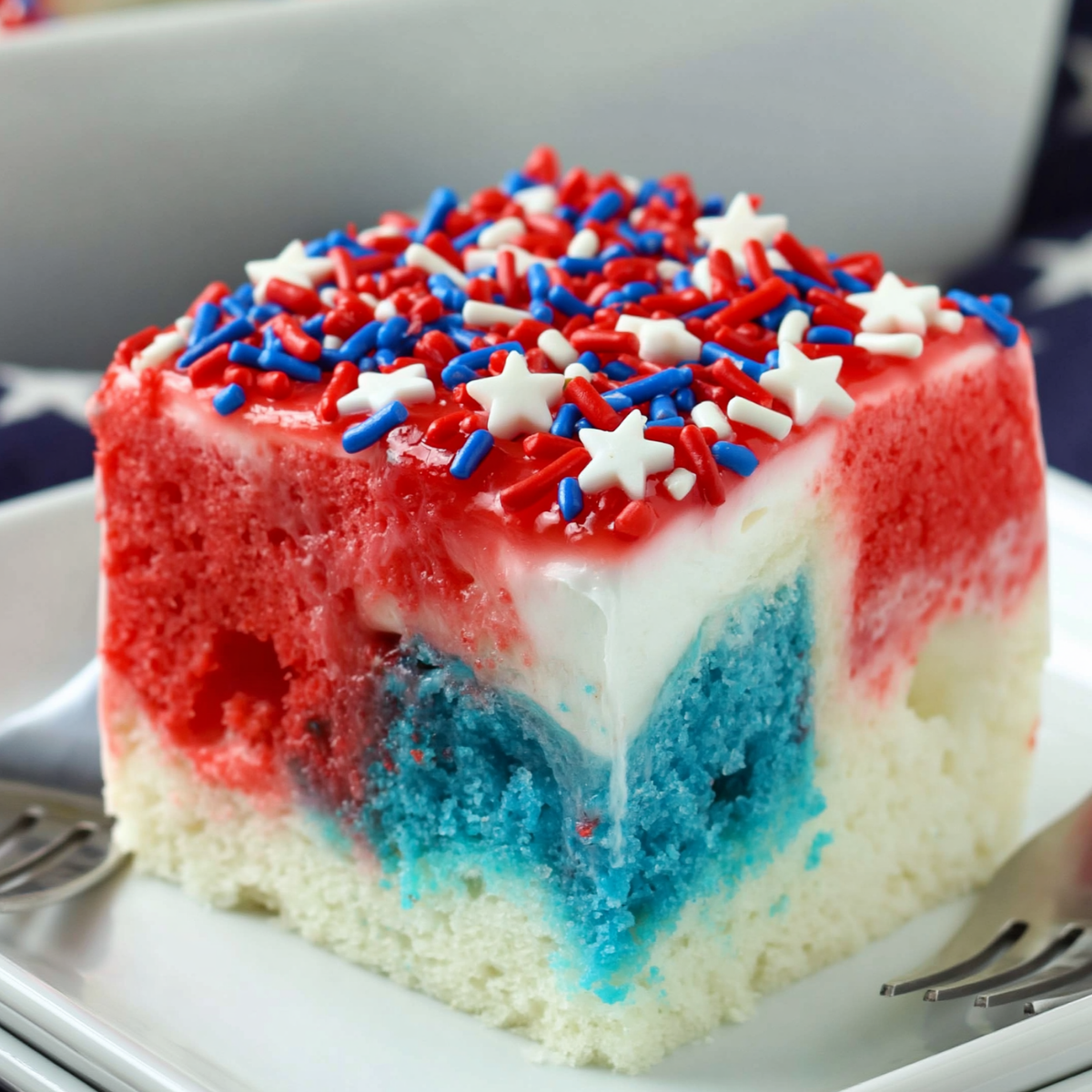 Patriotic Poke Cake Easy Recipe for 4th of July - recipe maestro